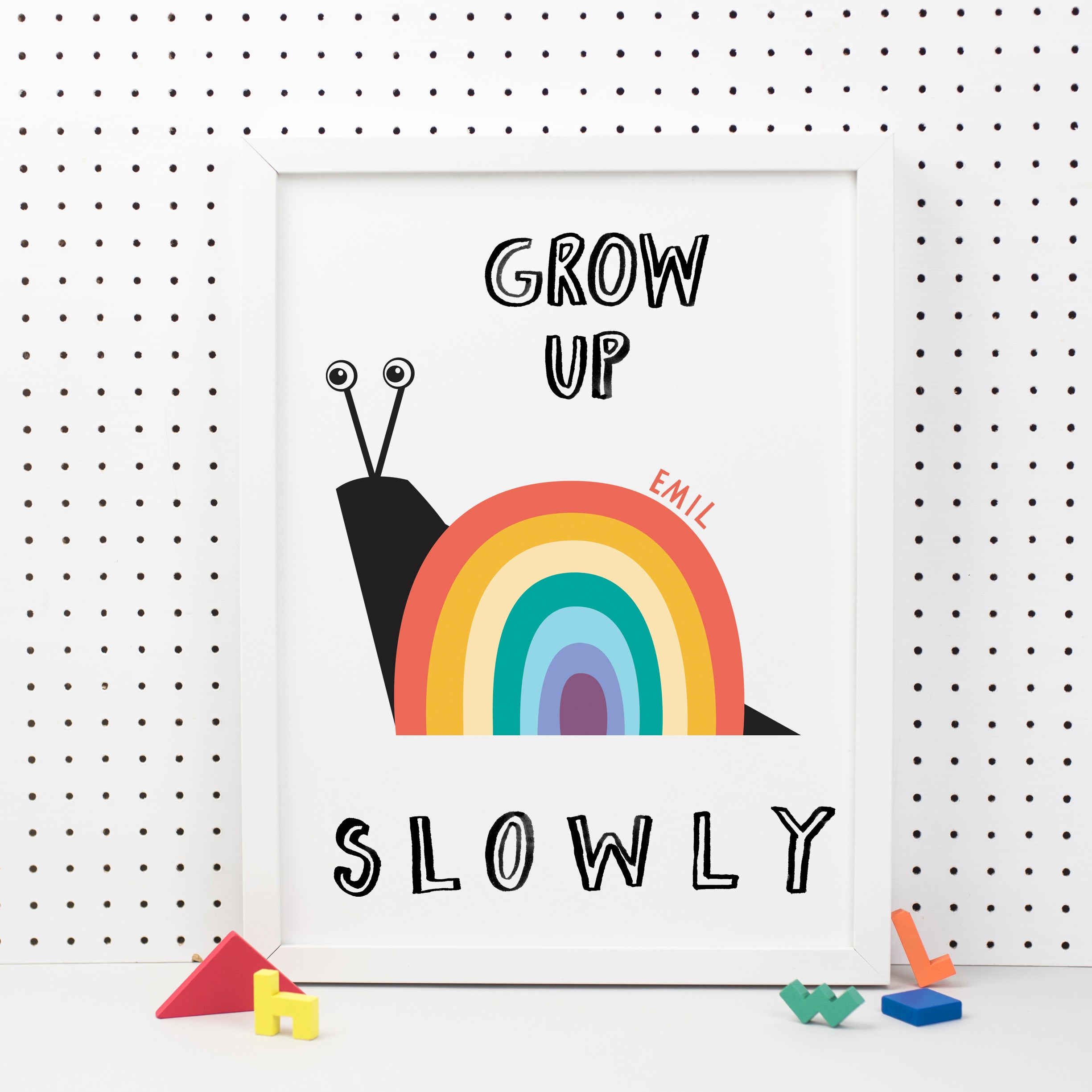 Our popular Grow up slowly print is now available with a rainbow snail ...